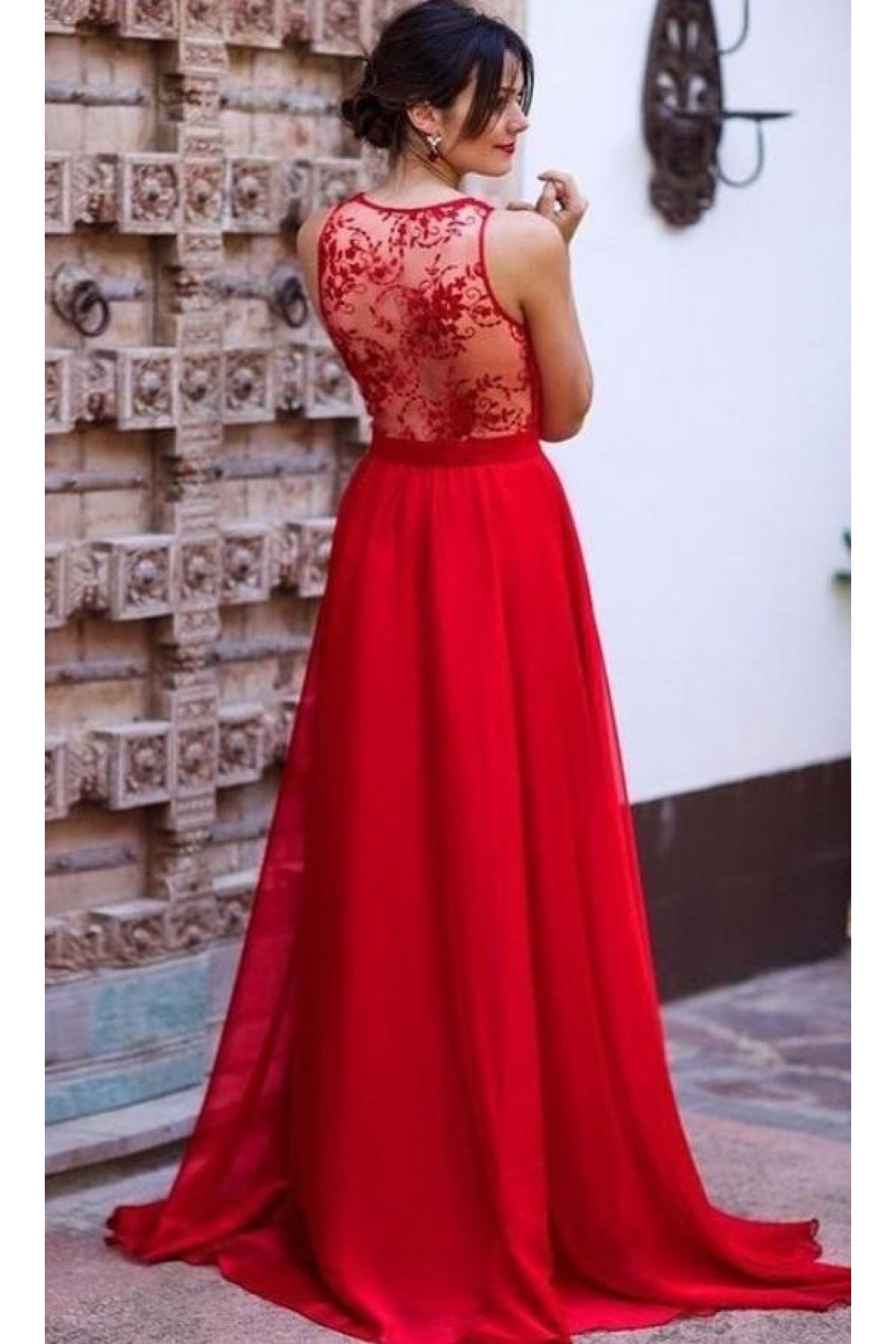 A-Line Long Red Prom Dresses Formal Evening Gowns 6011271