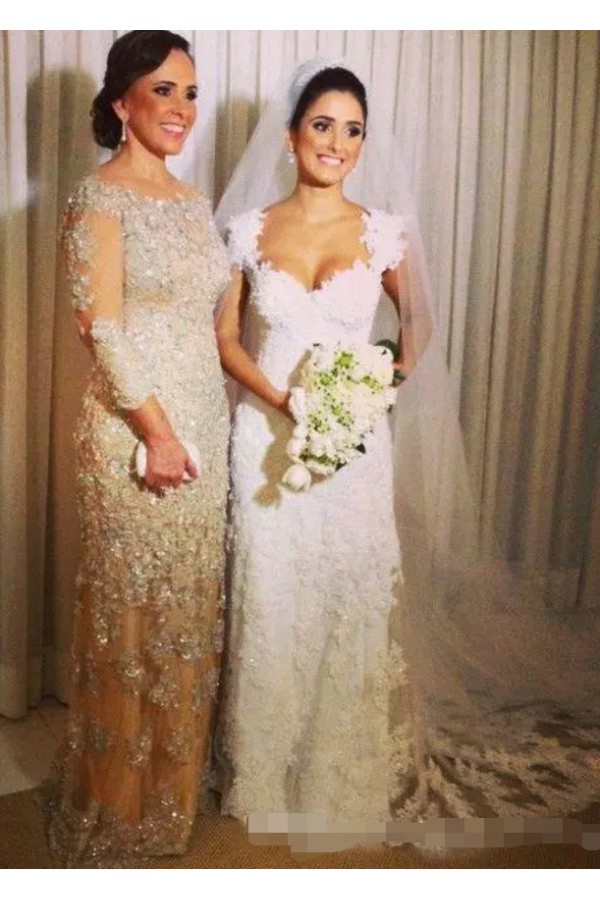 Elegant Beaded Lace Mother of the Bride Dresses 702048