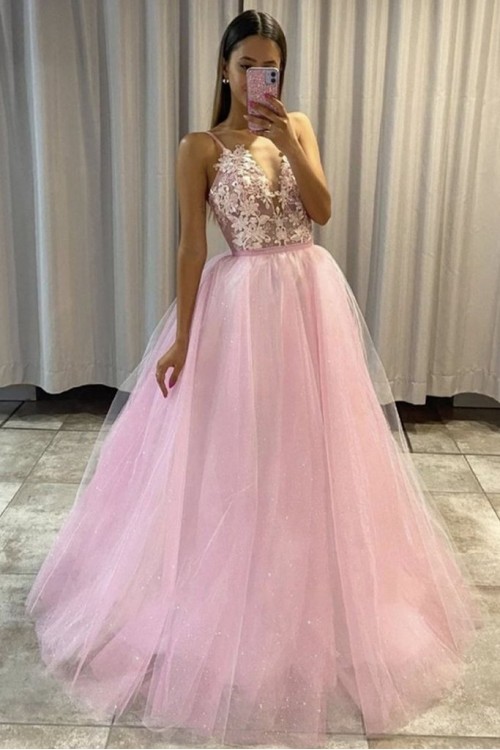 Long Pink Prom Dresses Formal Evening Gowns 901693